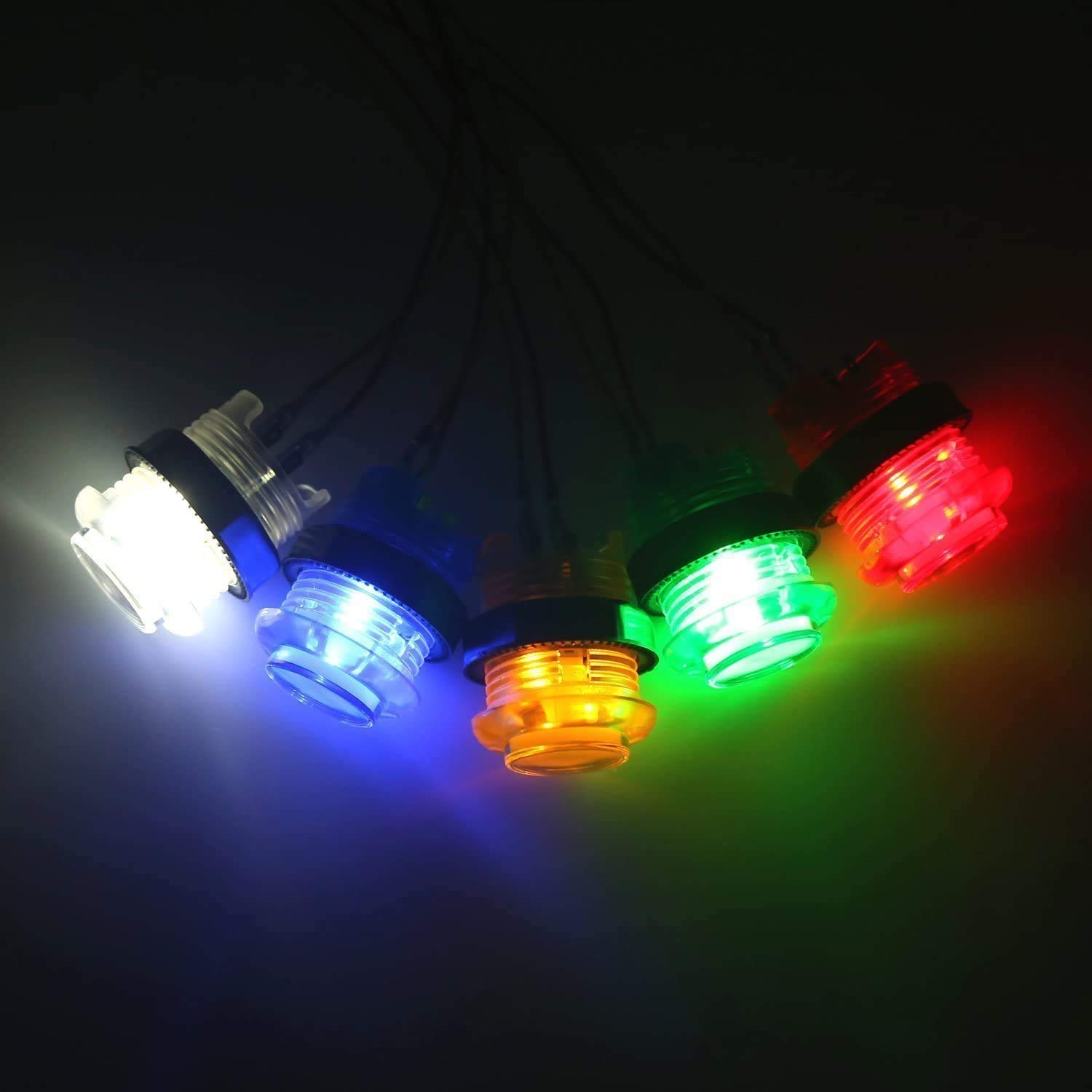 Fosiya 4 Player LED Arcade Kit Ellipse Oval Style Joystick USB Encoder to PC Games DIY Controllers Bat Joystick 4 Colors LED Arcade Buttons for All Windows PC MAME Raspberry Pi