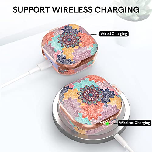 Delidigi for Galaxy Buds 2 Pro Case (2022) / Galaxy Buds Pro Case (2021) / Galaxy Buds 2 Case/Galaxy Buds Live Case Stylish Hard TPU Shockproof Case Cover for Women Girls Samsung Earbuds (Mandala)