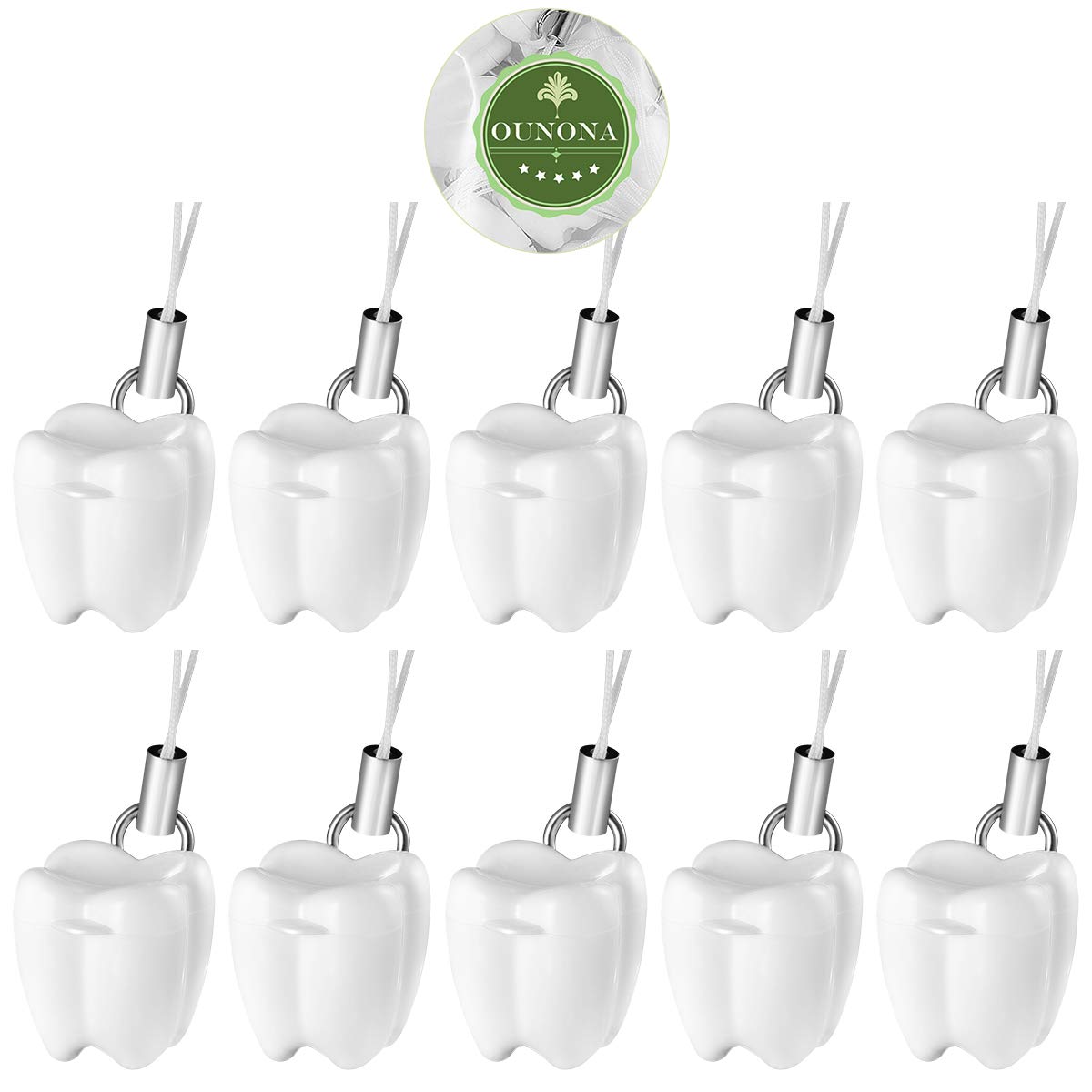 OUNONA 10pcs Baby Tooth Save Box Baby Child Tooth Keepsake Holder Organizer (White)