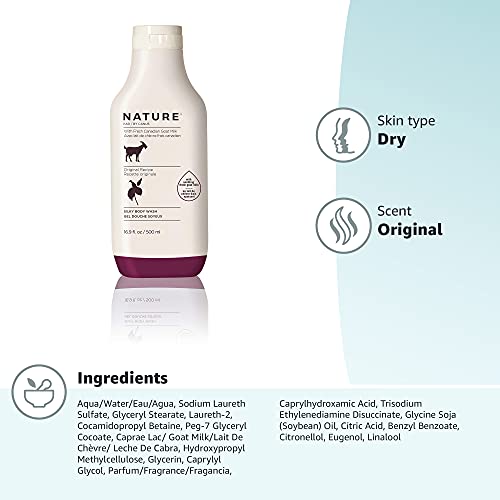 Nature By Canus, Natural Cleanser Moisturizing Body wash with Goat Milk, for Sensitive Skin,16.9 Fl Oz