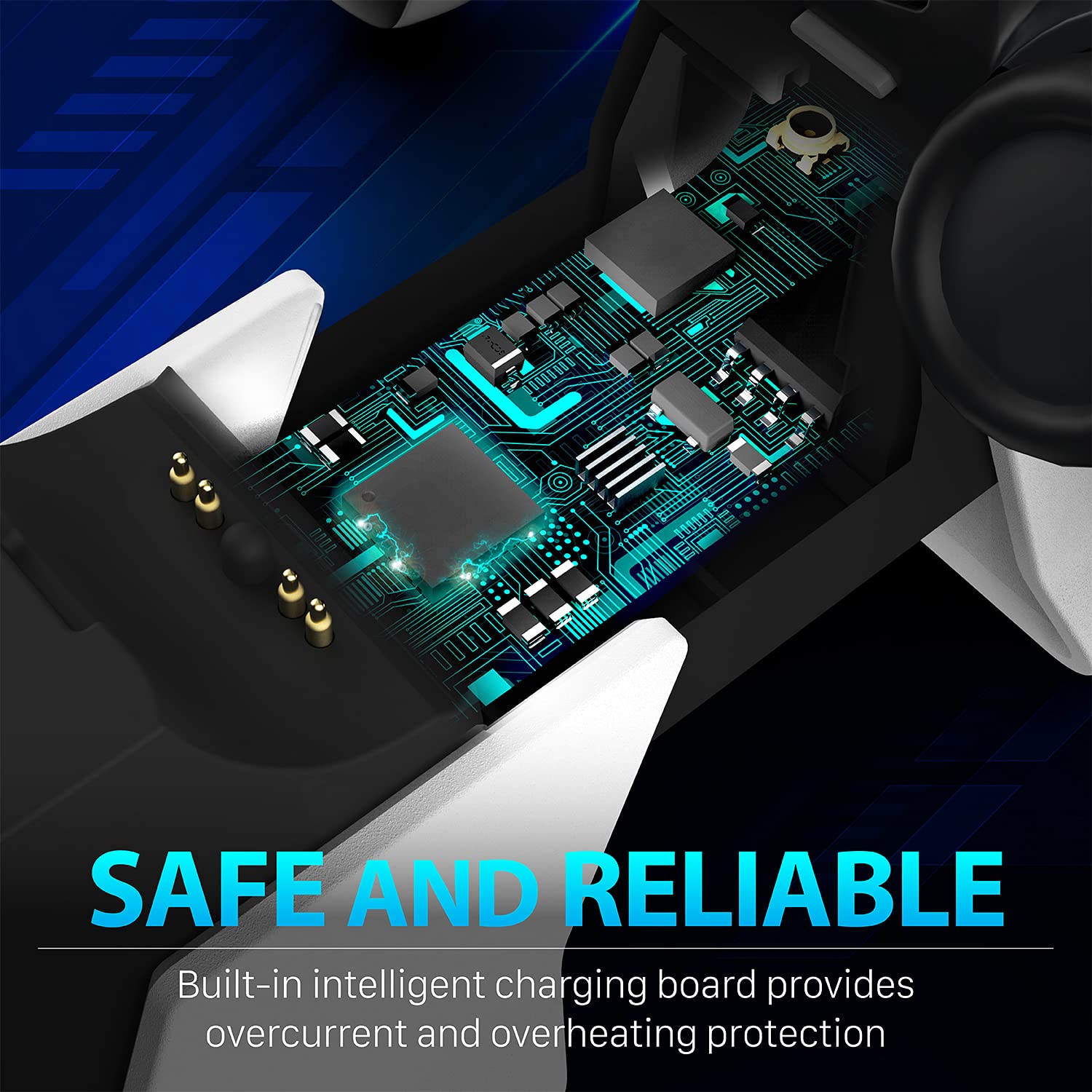 Fosmon Dual 2 Charger Station Compatible with Sony-PS5-Playstation 5 Dualsense Controllers, (Place and Charge) 3 Hours Fast Charging Dock with Intelligent Chip Overcurrent Over-Heating Protection
