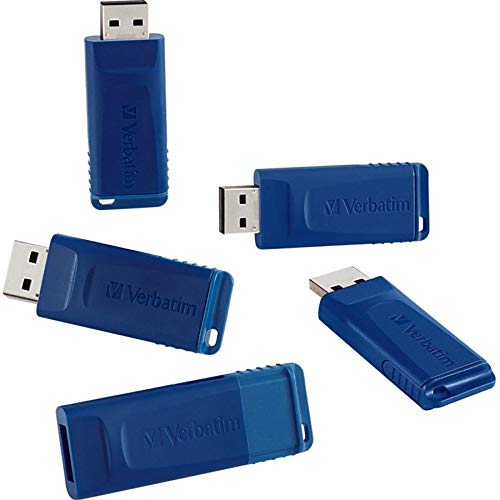 Verbatim 8GB Retractable USB 2.0 Flash Thumb Drive with Microban Antimicrobial Product Protection – Five Pack Blue