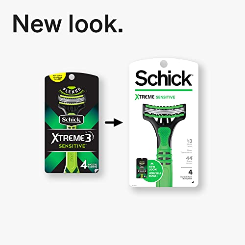 Schick Xtreme 3 Sensitive Skin Disposable Razors for Men, Disposable Razors, 4 Count (Pack of 3 ), Packaging May Vary