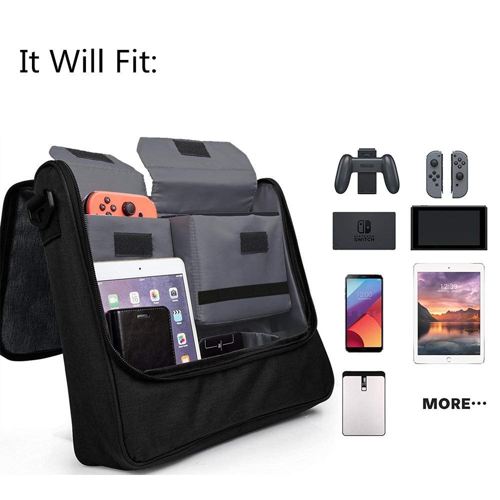 Everywhere Messenger Bag for Nintendo Switch, Libier Portable Storage Case Travel Shoulder Bag for Nintendo Switch, Holds the Switch Console, Pro Controller, Dock and Other Accessories