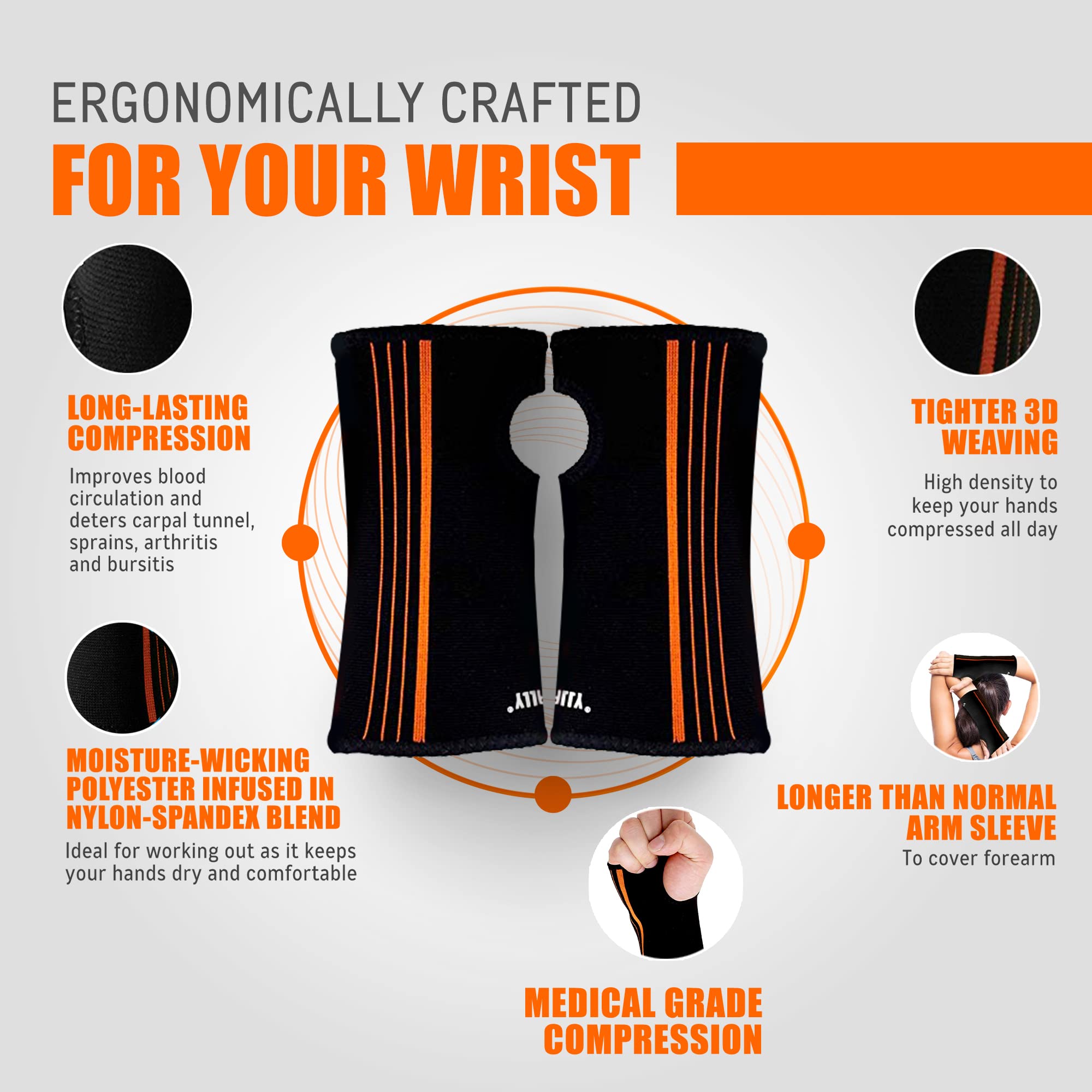 NeoAlly® - Forearm and Wrist Brace for Carpal Tunnel & Exercise, Moisture-Wicking Adjustable Wrist Wraps, Muscle Recovery Wrist Support, Small