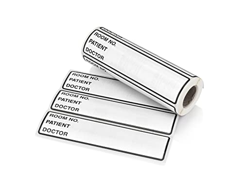 Carstens Patient I.D. Adhesive Medical Chart Labels for 1.5” – 4” Ring Binder Spines – Pre-Printed Sticker Labels (Room No. / Patient/Doctor), 5 3/8” x 1 3/8”, White, Roll of 200