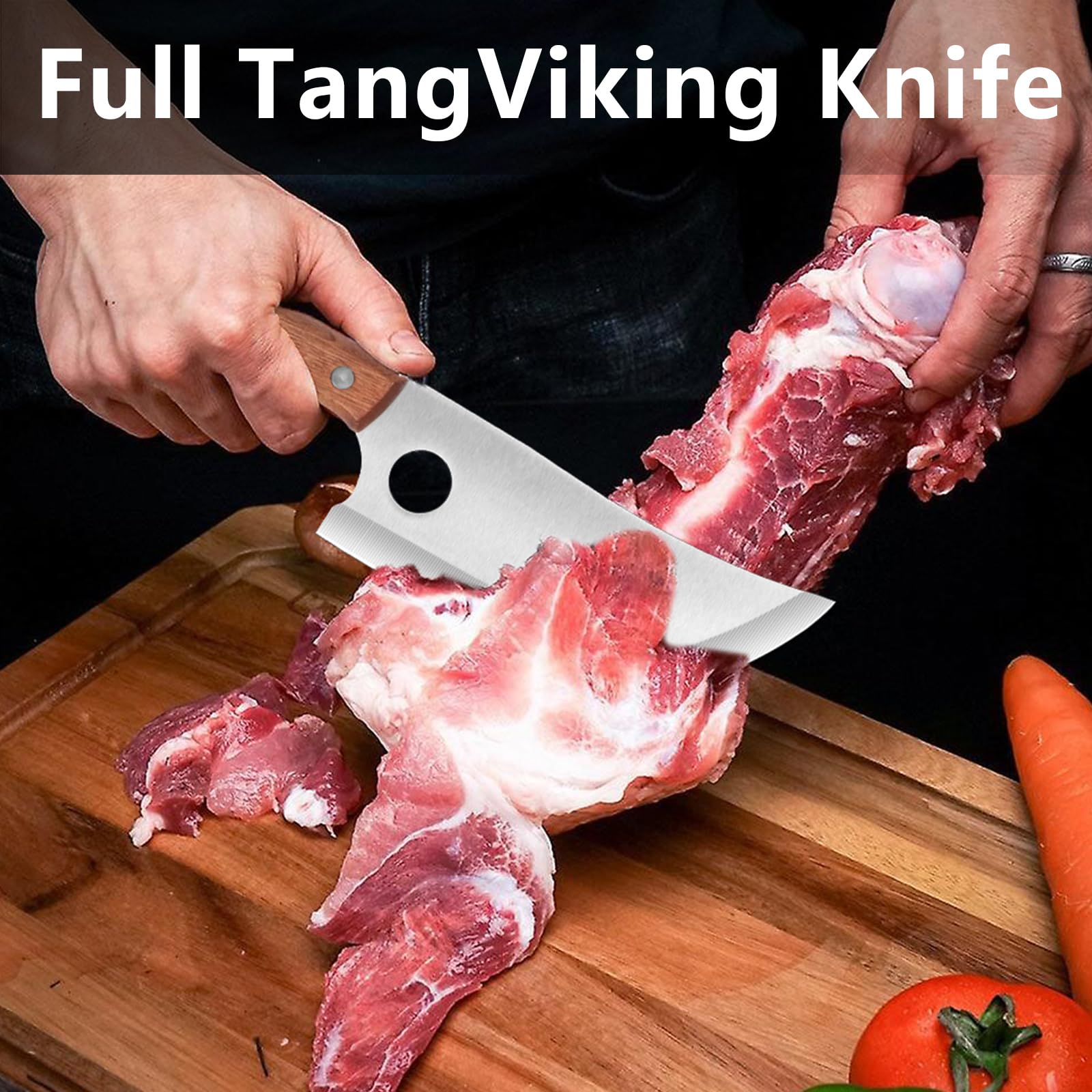 SHARP CASTLE Meat Cleaver Knife, Ultra Sharp Butcher Knife with Leather Sheath, Japanese Chef Knife for Kitchen, Outdoor Camping, Christmas Gifts Idea(CK02A)