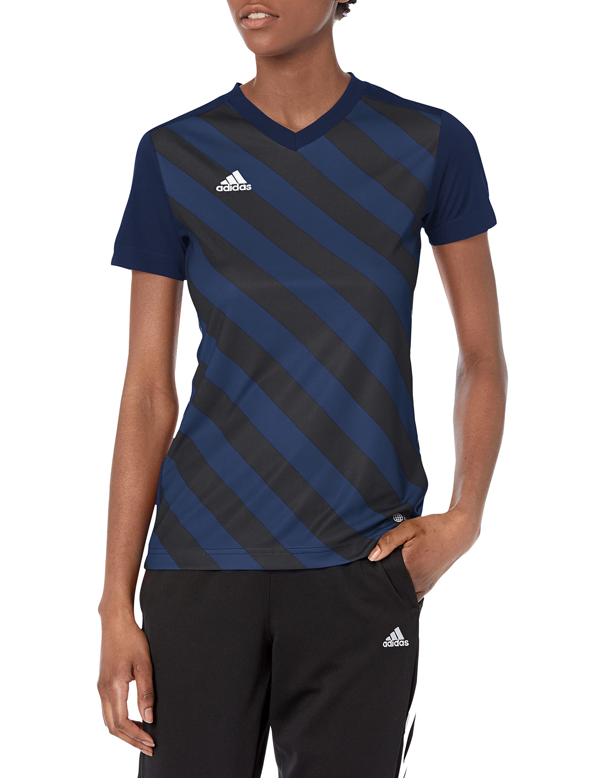 adidas Women's Entrada 22 Graphic Jersey, Team Navy Blue/Black, Medium