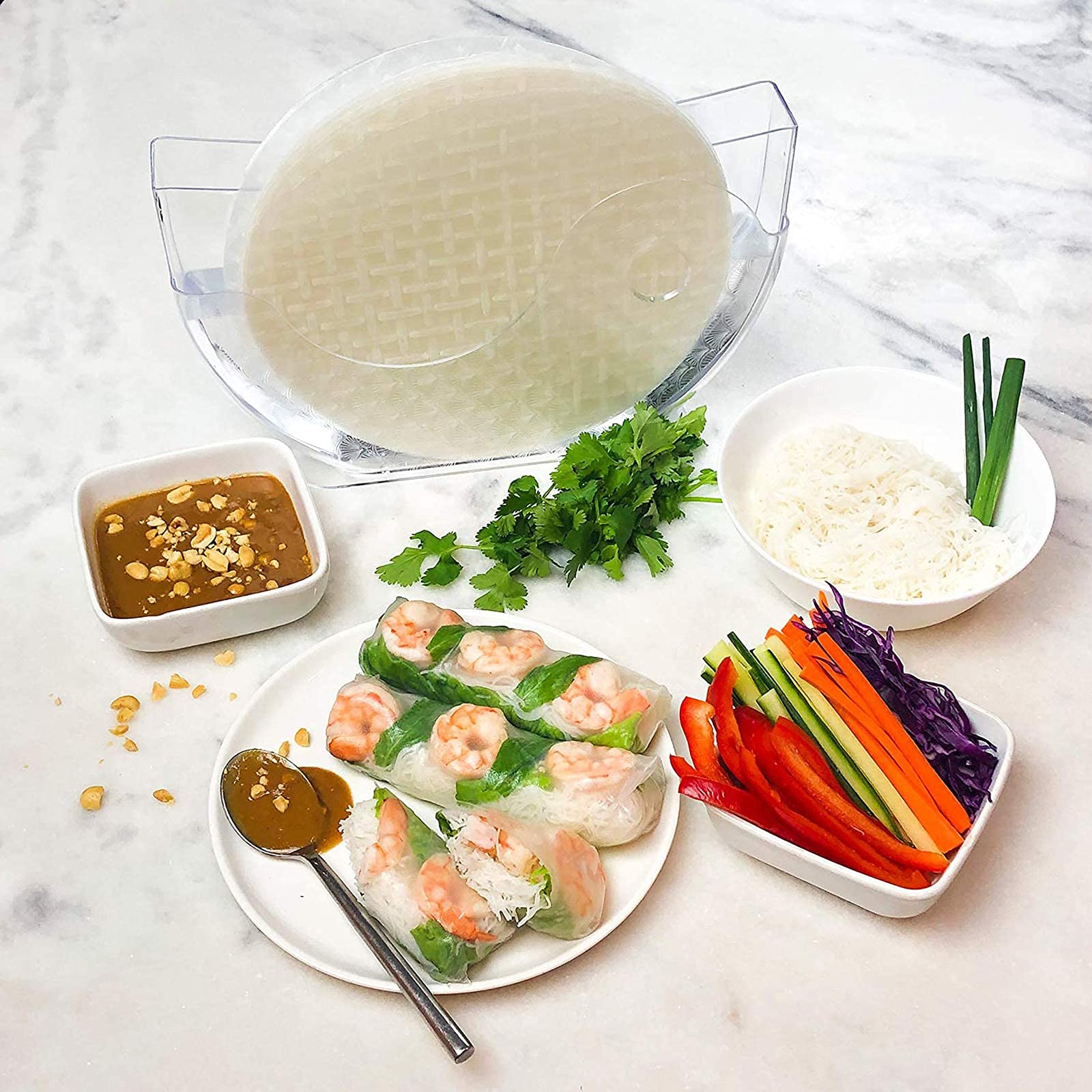 Aihmilcl Rice Paper Water Bowl Holder,Summer Roll Water Bowl Rice Paper Wrappers for Spring Rolls 10.62" One Pack(Rice Paper Not Included)
