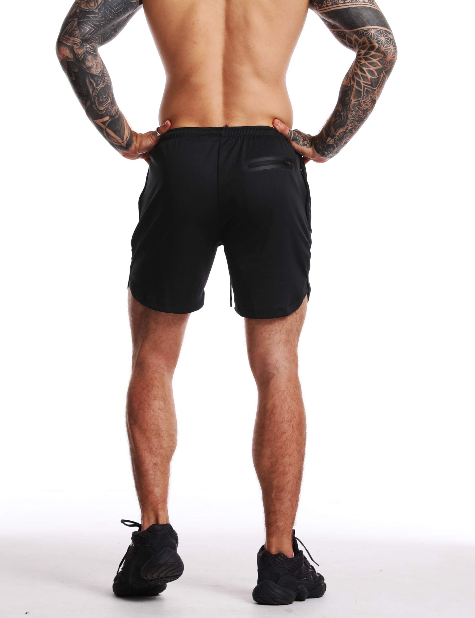 FLYFIREFLY Men's 2-in-1 Workout Running Shorts 7" Lightweight Gym Yoga Training Sport Short Pants Yellow Camo