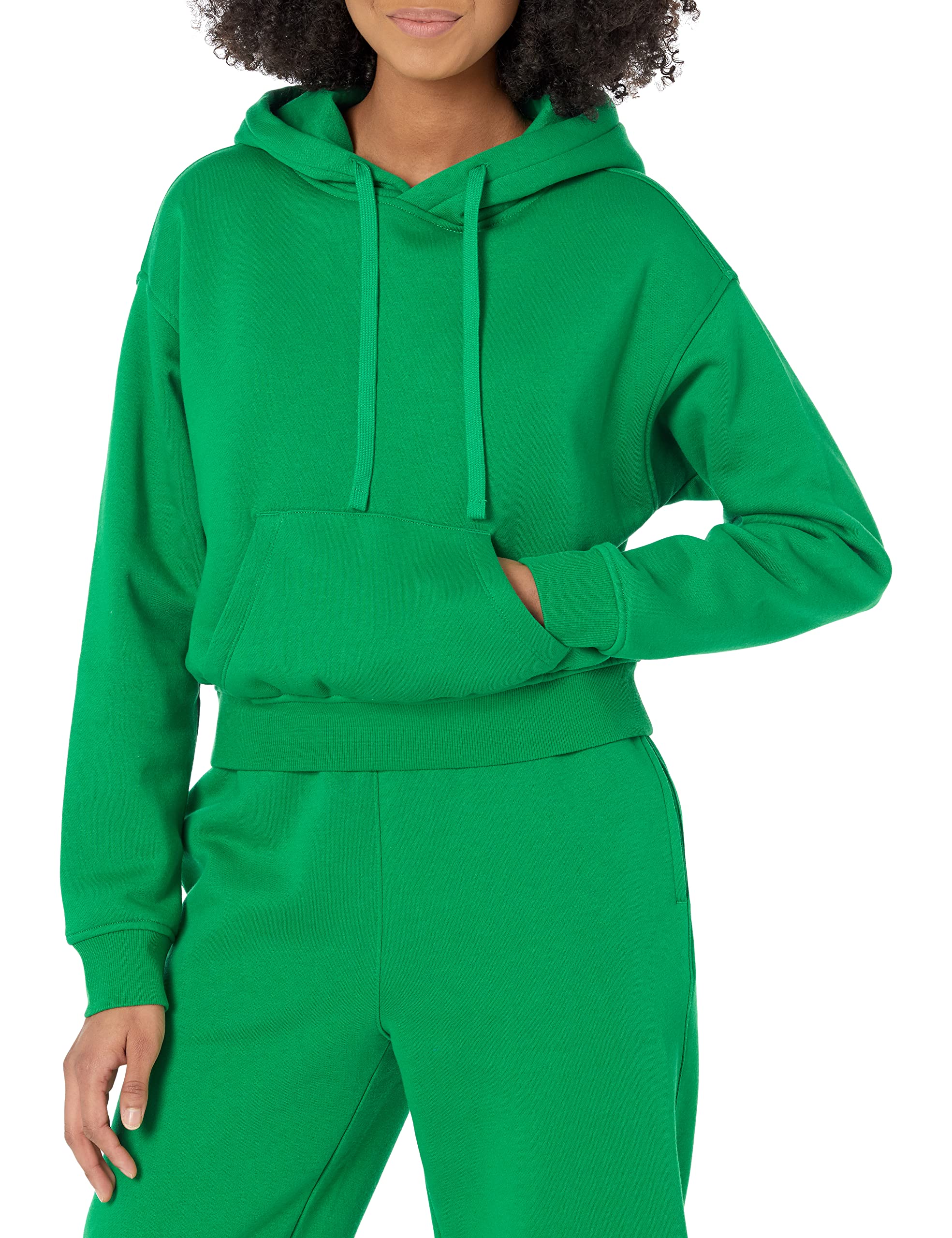 Amazon Essentials Women's Crop Hoodie Sweatshirt (Available in Plus Size), Green, XX-Large