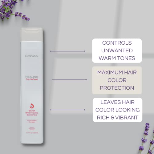 L'ANZA Healing ColorCare Silver Brightening Shampoo, for Silver, Gray, White, Blonde & Highlighted Hair, Boosts Shine and Brightness while Healing, Controls Unwanted Warm Tones (10.1 Fl Oz)