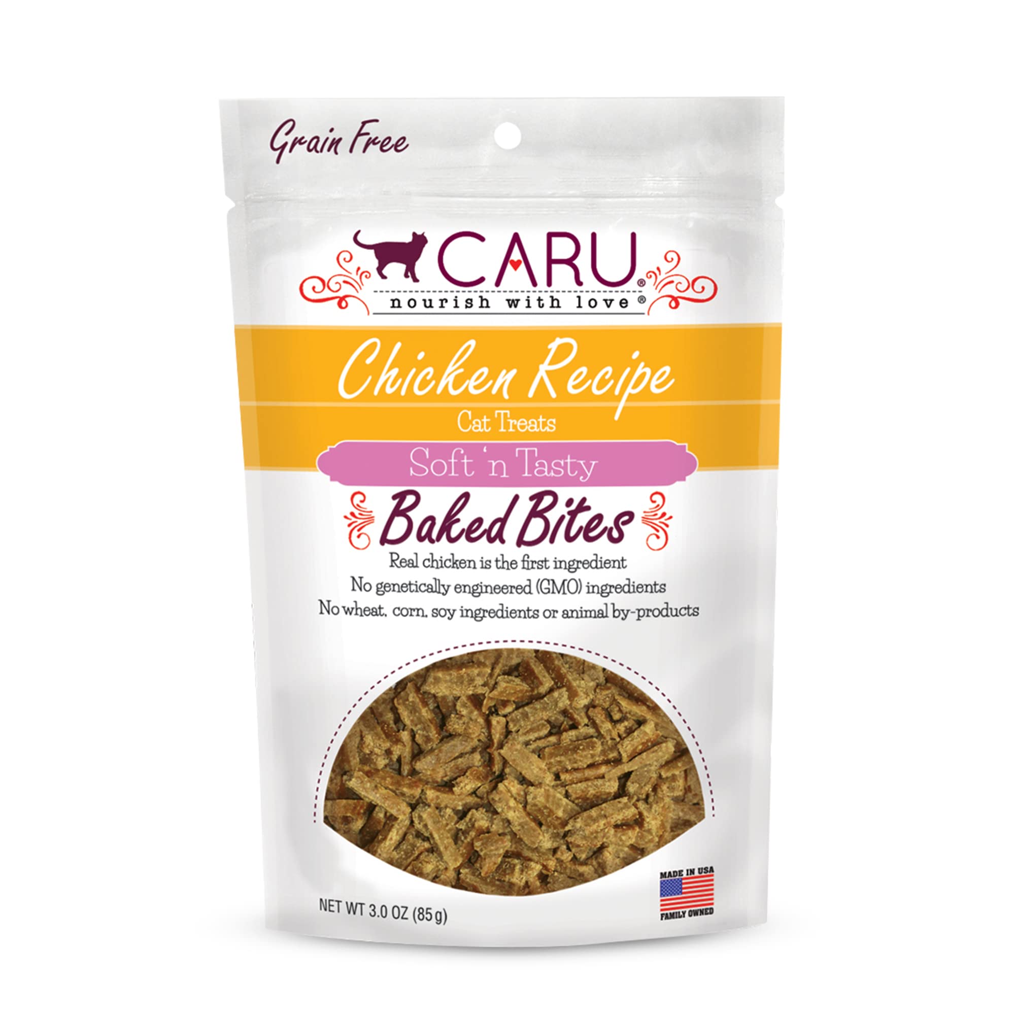 CARU - Soft ‘n Tasty Baked Bites - Chicken Bites Cat Treats - Flavorful All-Natural Treats - 3 oz.
