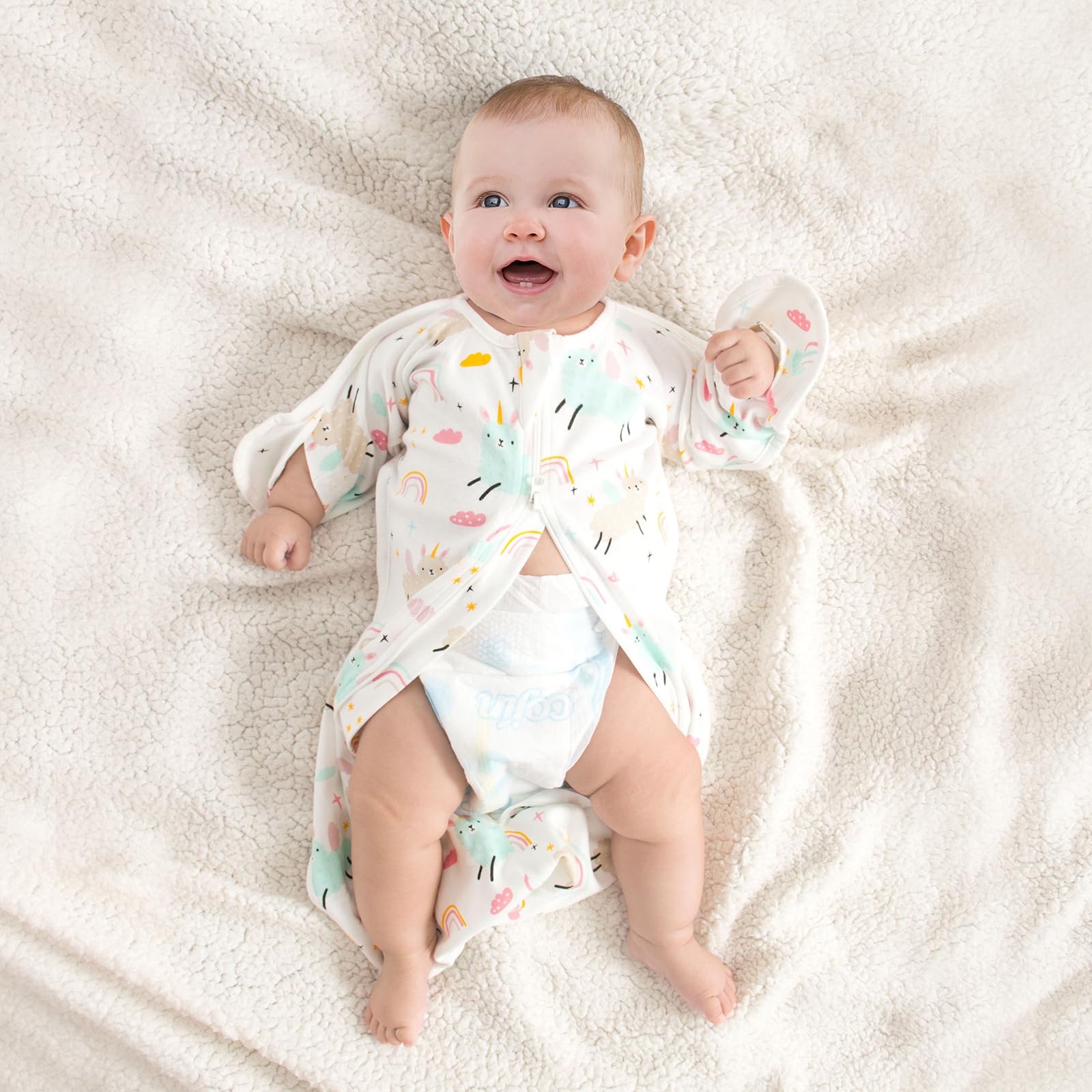 Baby Transitional Swaddle Blanket with Arms Up Half-Length Sleeves and Mitten Cuffs, Newborn Swaddles Sack 0-6 Months, Small-Medium Easy Change Infant Wrap, Infant Swaddling Sack
