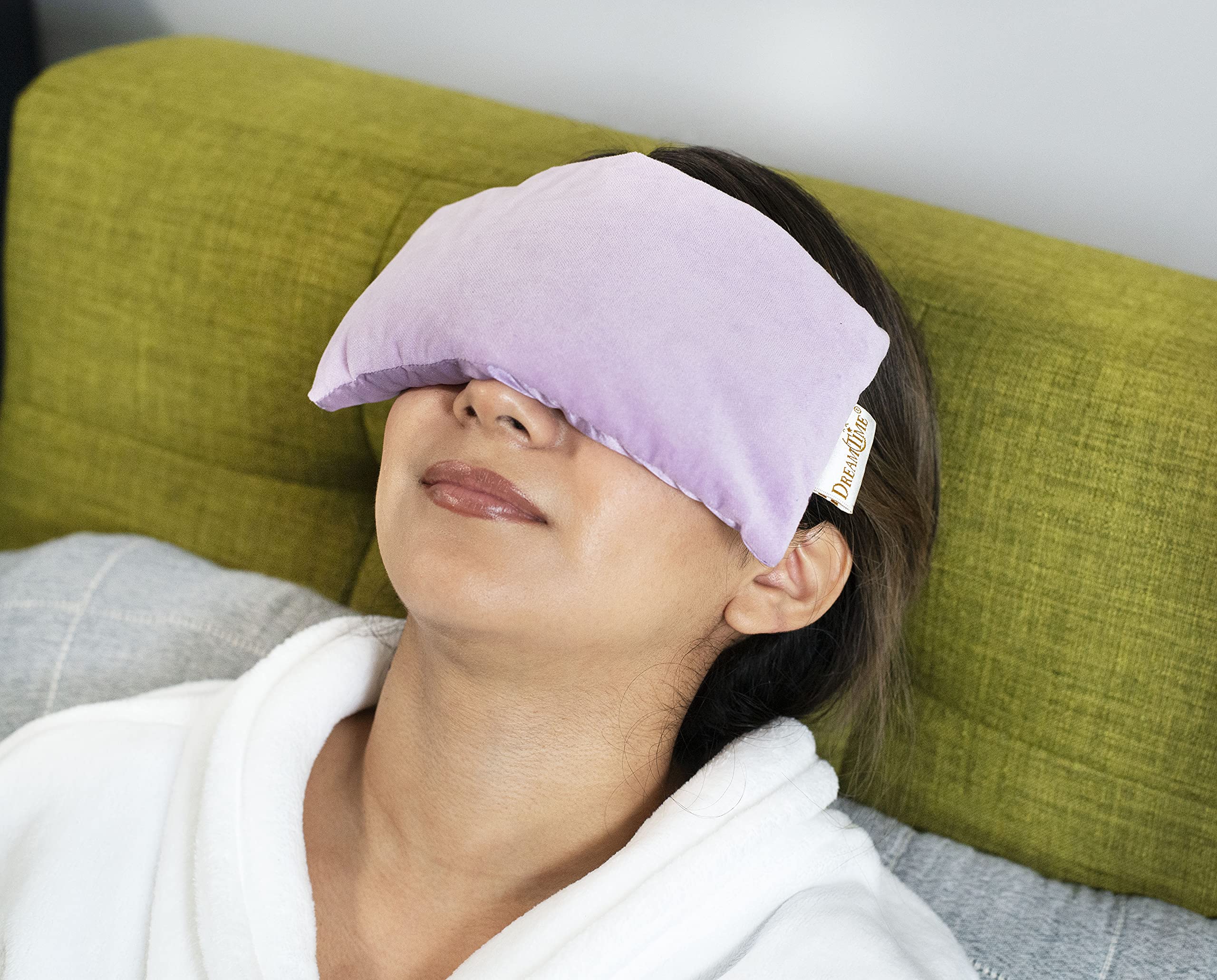 DreamTime Weighted Eye Pillow Mask, Lavender Velvet, Microwave or Freeze, Washable, 9.5x4.5 in, for Sleep, Yoga, Meditation, Relaxation