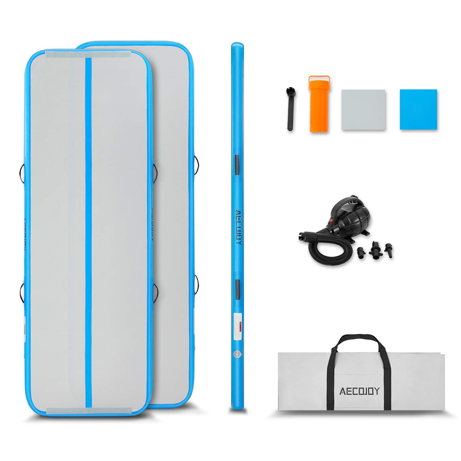 AECOJOY Air Gymnastics Mat Tumbling Mat 13ft/16ft/20ft Gymnastics Training Mat 4β Thickness Inflatable Mats for Tumbling, Home Use, Training, Gym, Water (20ft*3.3ft*4in,Blue)