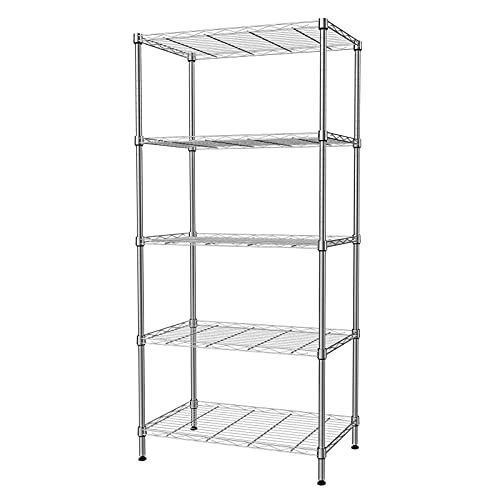 SINGAYE 5 Tier Storage Rack Wire Shelving Unit Thicken Heavy Duty Storage Shelves for Pantry Closet Kitchen Laundry 880Lbs Capacity 13.38"x 23.22"x 59.05"(DxWxH) Silver