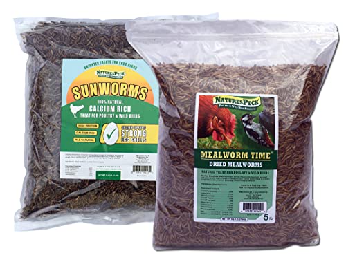 NaturesPeck Worm Combo - 10 lbs (5lbs Mealworms + 5lbs Sunworms)