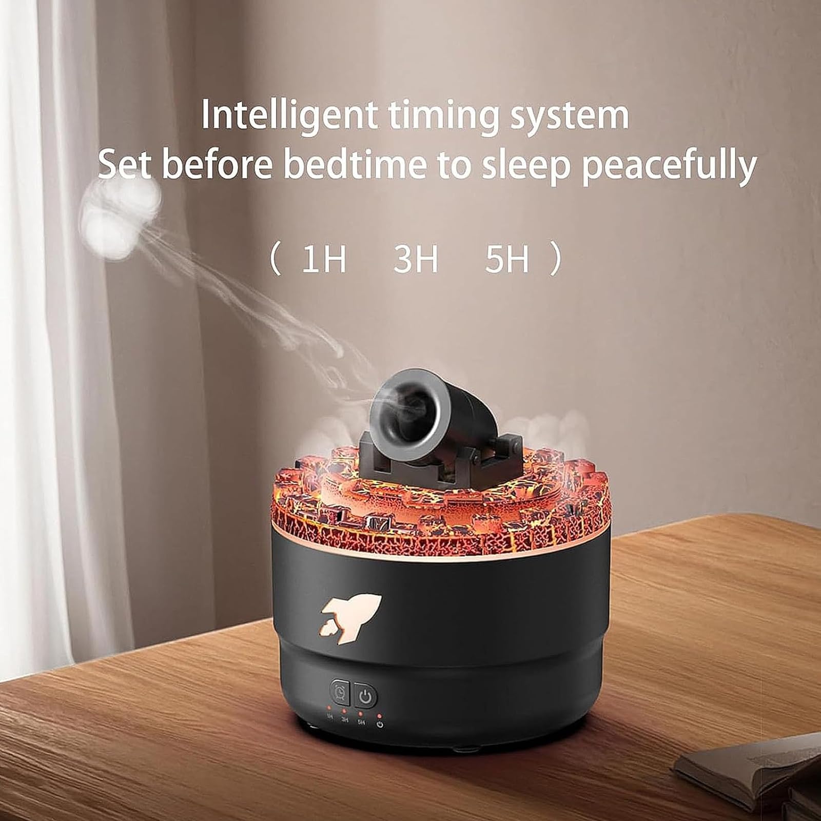 Cannon Blast Aroma Humidifier, Cannon Humidifier, Yellow Cane Humidifier, Creative Turret Colorful Crack Aroma Humidifier, Small Home Desktop Humidifier, Humidifier Quiet Flame Diffuser (Black)