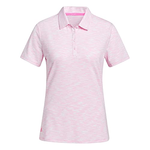 adidas Golf Women's Spacedye Primegreen Short Sleeve Polo Shirt, White/Pink, Large