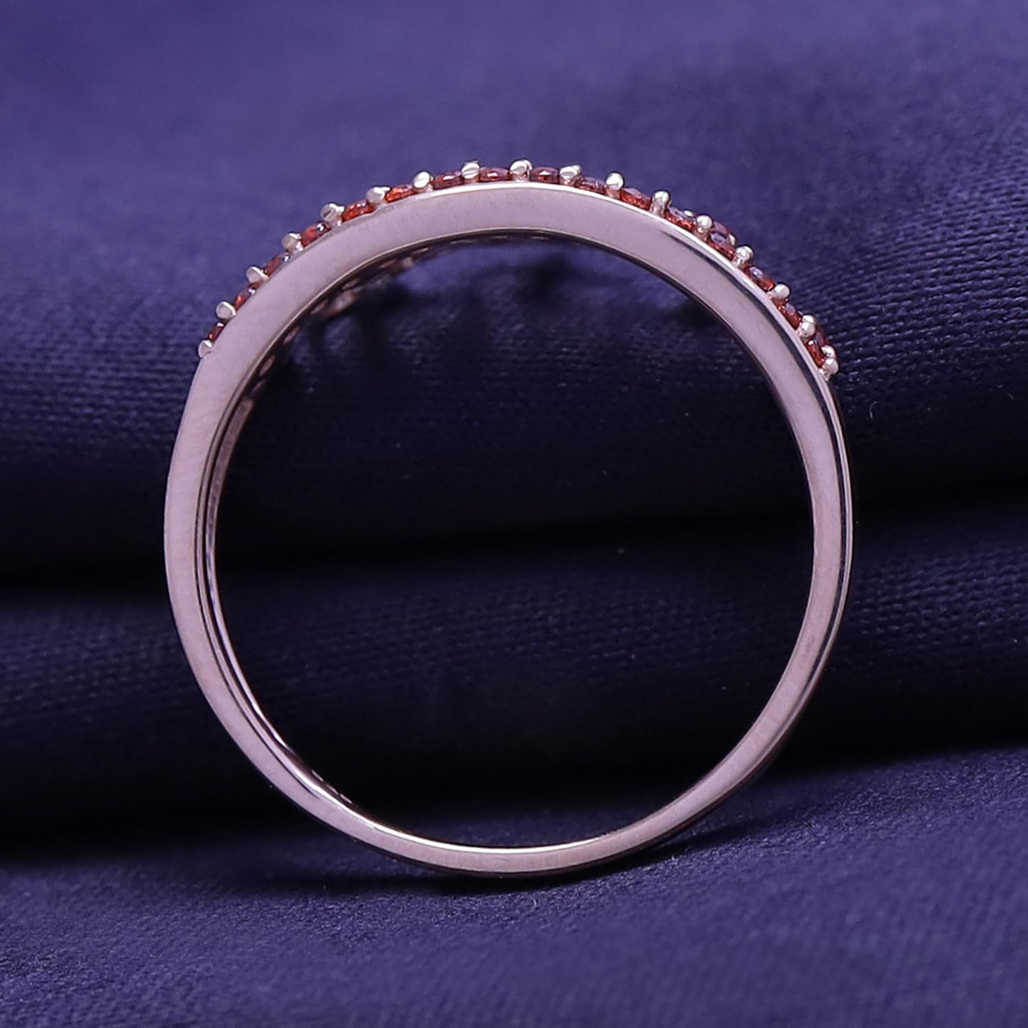 AFFY Round Cut Simulated Multi Stone Pocachoca Princess Style Engagement Wedding Crown Ring in 14k Rose Gold Over Sterling Silver with Ring Size 6.5