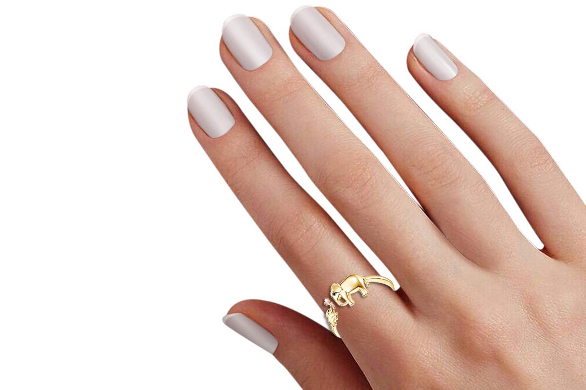 AFFY Mothers Day Jewelry Mother Daughter 925 Sterling Silver Elephant Adjustable Ring for Women