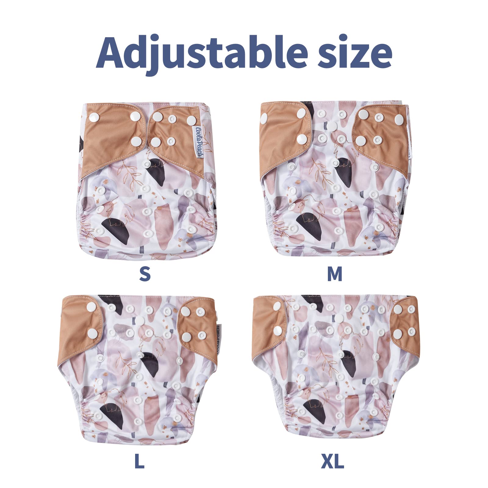 Baby Cloth Diapers One Size Adjustable Washable Reusable for Baby Girls and Boys 3 Pack with 3 Inserts