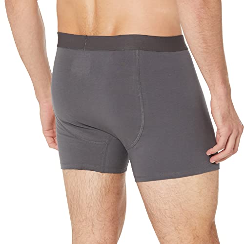 Amazon Essentials Men's Cotton Jersey Boxer Brief (Available in Big & Tall), Pack of 5, Charcoal/Dark Grey/Grey Heather, Medium