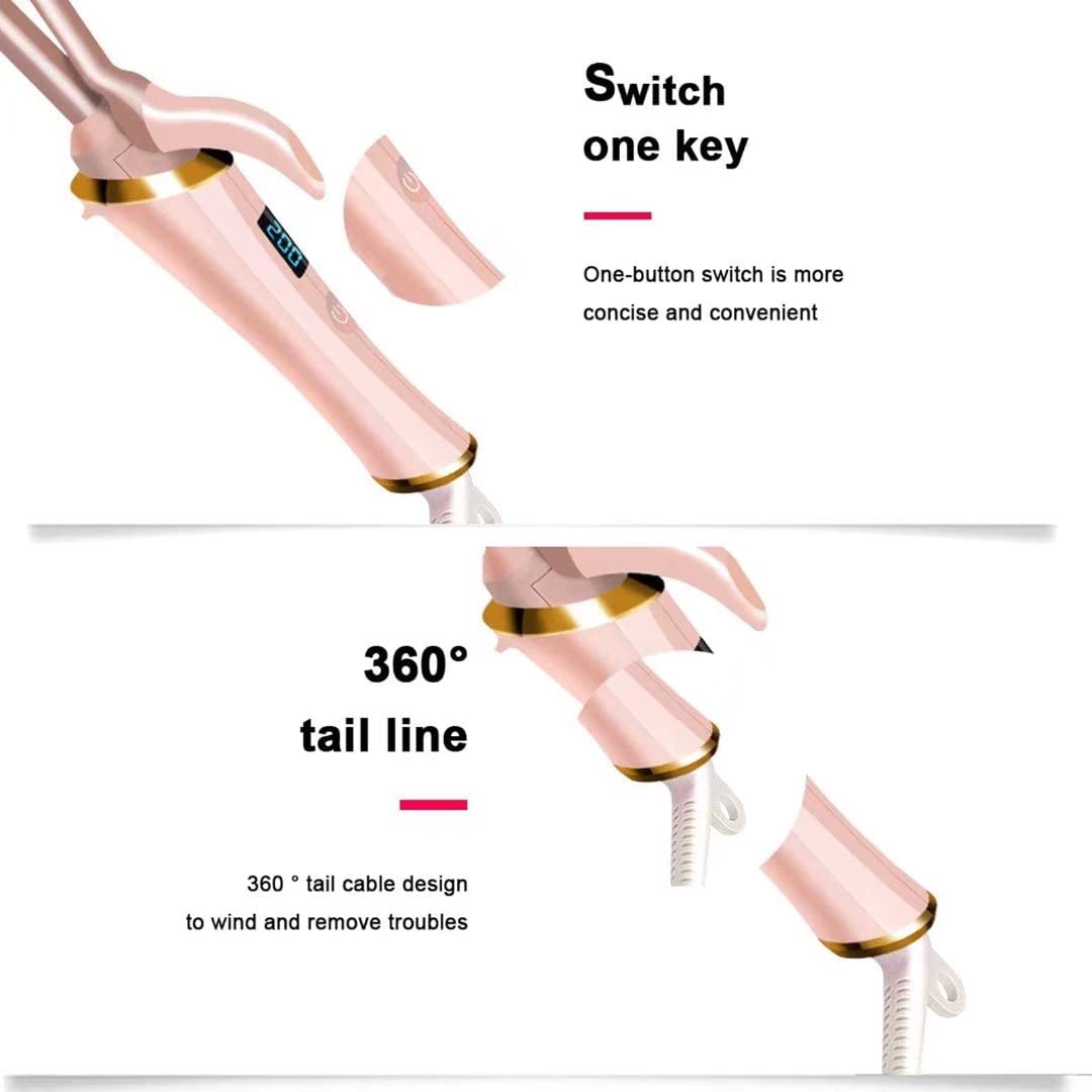 ADTZYLD Curling Iron Curling Wand, Mini Hair Curler for Short Long Hair Crimper 9mm Ceramic Barrel Tight Curls LCD Temperature Display (0.35 Inches)