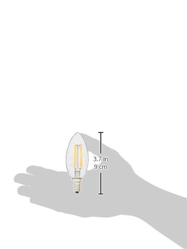Amazon Basics 40W Equivalent, Soft White, Dimmable, 15,000 Hour Lifetime, B11 Candelabra Glass LED Light Bulb , 6-Pack