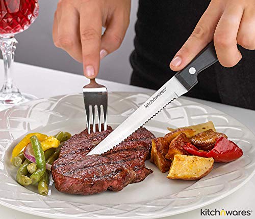 Knife Set With Wooden Block - 15 Piece Set Includes Chef Knife, Bread Knife, Carving Knife, Utility Knife, Paring Knife, Steak Knife, Boning Knife, Scissors And Knife Sharpener. - By Kitch N’ Wares