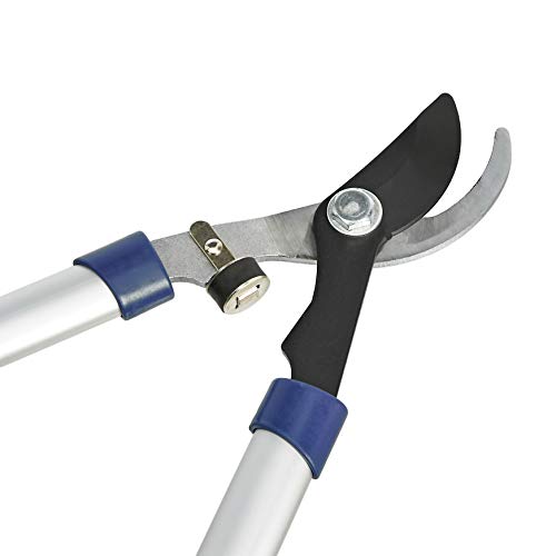 Amazon Basics Garden Tool Collection - Bypass Lopper, Tree Trimmer, With Carbon Steel non-Stick Coating Blade, Aluminum tube handle with Comfort Grips 28'', White