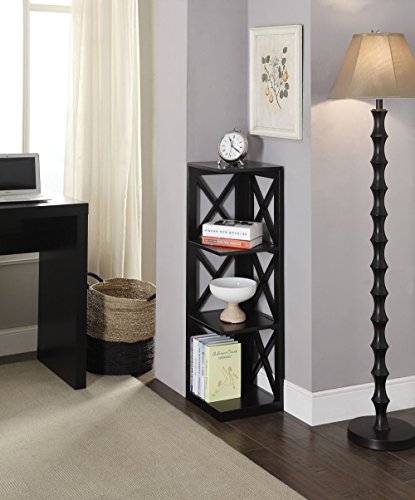 Convenience Concepts Oxford 3 Tier Corner Bookcase, Black