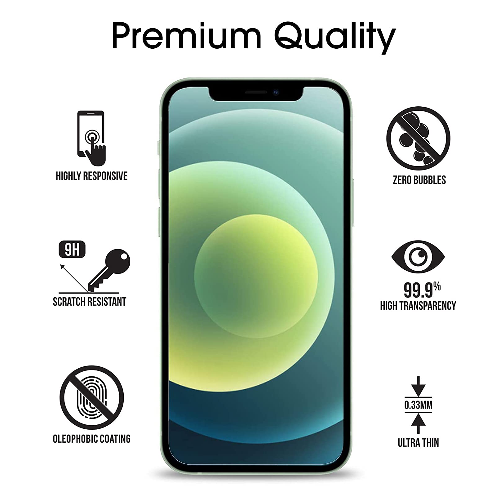Aiwe 3 Pack Eye Protect Anti-blue Light Compatible with iPhone 12 pro/iPhone 12 (2002) [6.1 inch] Tempered Glass Screen Protector film [Anti-Scratch]