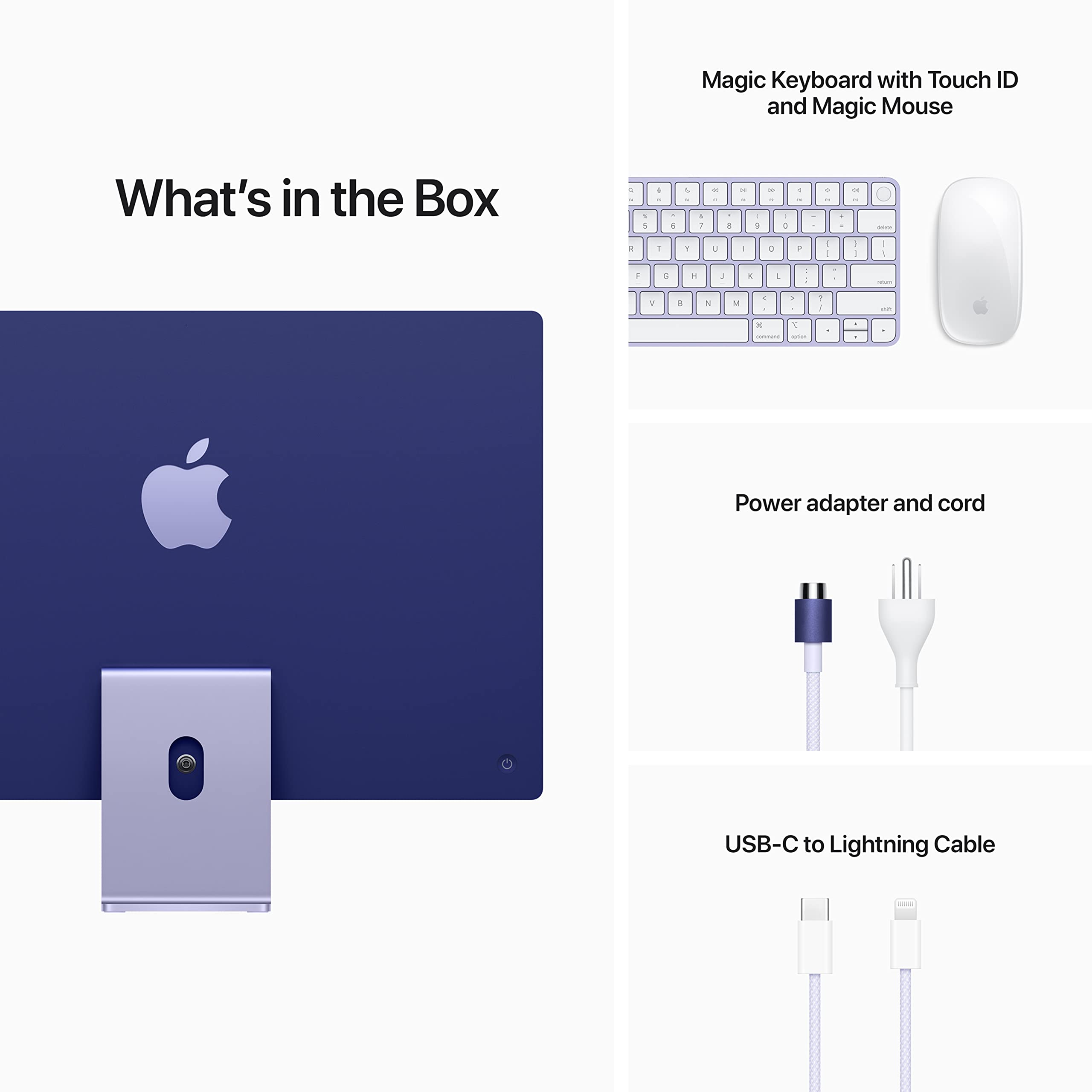 Apple 2021 iMac (24-inch, M1 chip with 8‑core CPU and 8‑core GPU, 8GB RAM, 256GB) - Purple with AppleCare+ (3 Years)