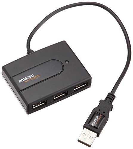 Amazon Basics 4-Port USB to USB 2.0 Ultra-Mini Hub Adapter, Black