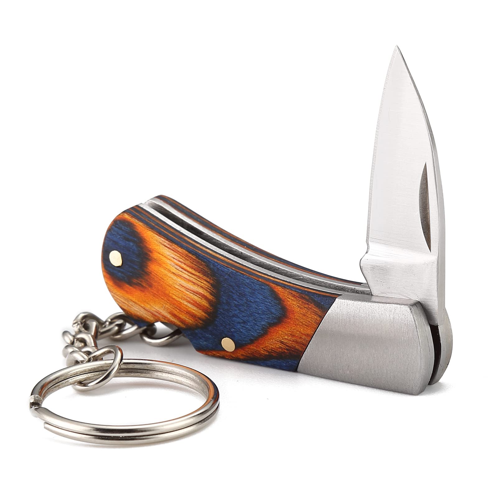 GENIYA Folding Pocket Knife, Small Keychain Knife, Compact EDC Knife with Color-wood Handle(Blade Length 1.2 Inches)