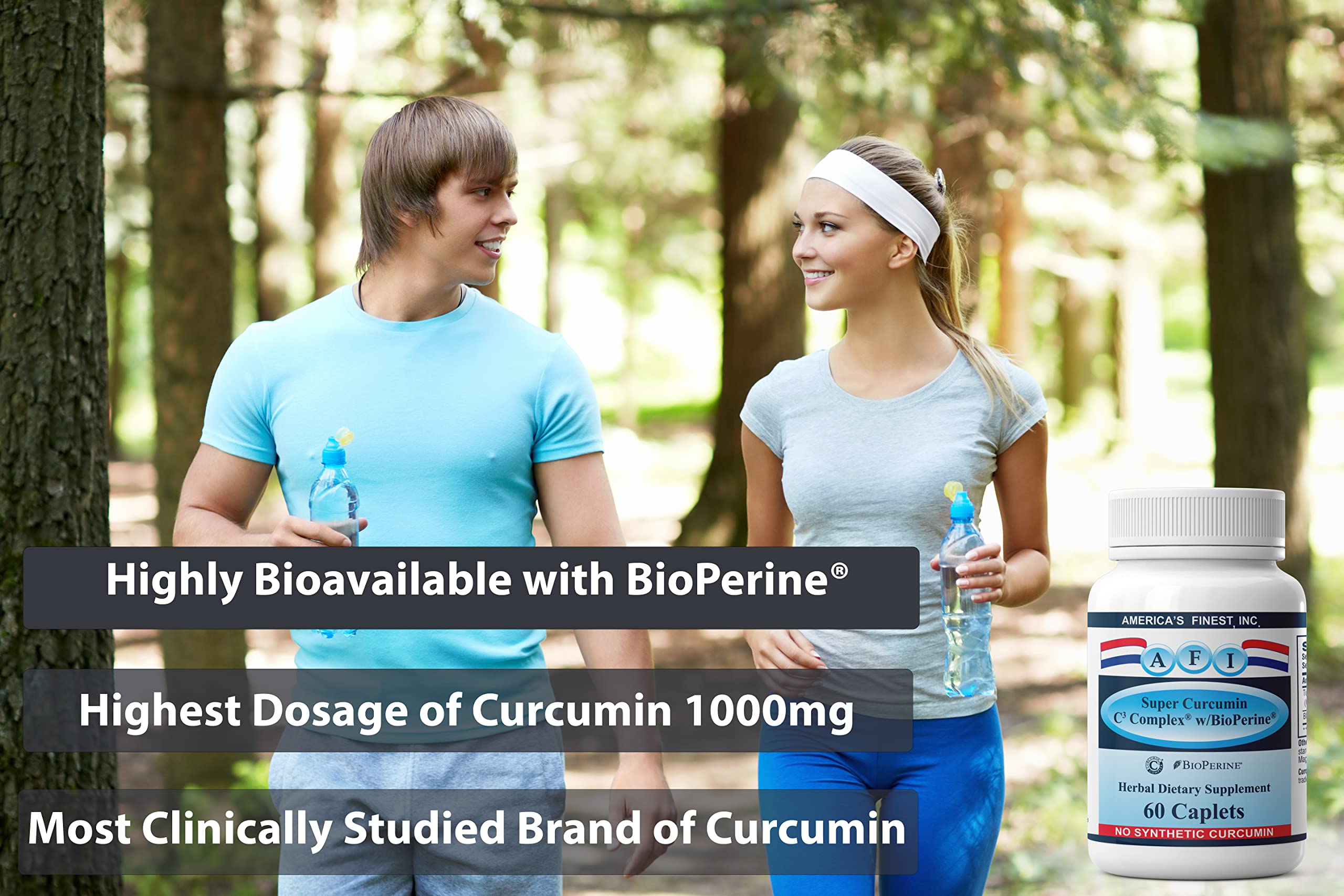 AFI Super Curcumin C3 Complex, 1000mg, Turmeric 95% no oxalates, Black Pepper Extract, Max Absorption for Joint Health, Vegetarian, Gluten-Free, Non-GMO
