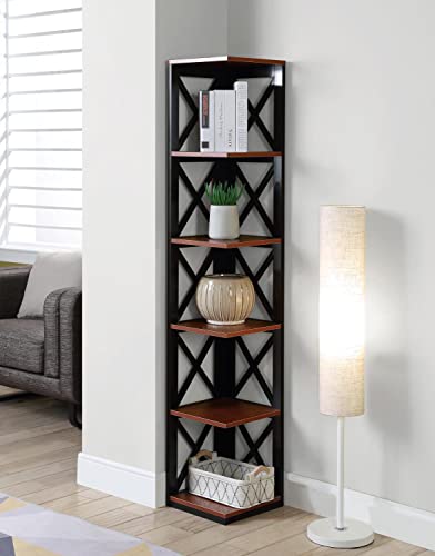 Convenience Concepts Oxford 5 Tier Corner Bookcase, Cherry / Black
