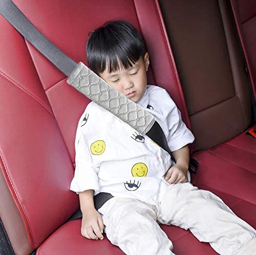 Angzhili 2 Pcs Car Seat Strap Covers,Soft Car Seat Belt Cushions,Automotive Seat Belt Pads for Adults and Children (Gray)