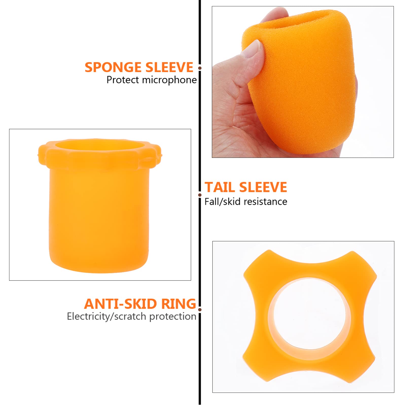 EXCEART 5pcs Handheld Microphone Windscreen Foam Cover 5pcs Microphone Protection Rings Silicone 5pcs Ring Bottom Rod Sleeve Holder for KTV Device