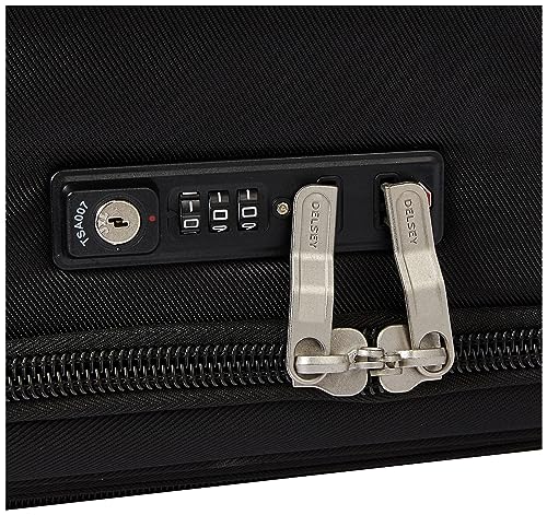 DELSEY Paris Sky Max 2.0 Softside Expandable Luggage with Spinner Wheels, Black, Checked-Medium, 24 Inch