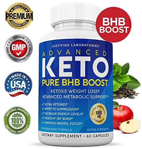 Advanced Keto Pure BHB Boost Pills Enhanced Ketogenic Supplement Real Exogenous Ketones Ketosis for Men Women 60 Capsules 1 Bottle