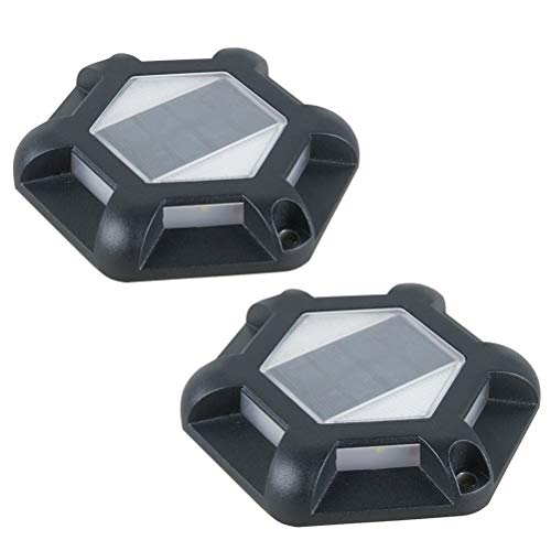 Mobestech 2pcs Solar High Pressure Outdoor Waterproof 6LED Road Lighting Deck Lights for Home Garden Landscape ( Black )