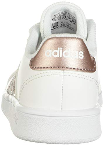 adidas Kids’ Grand Court K Sneaker, White/Copper Metallic/Glow Pink, 3 M US Little Kid