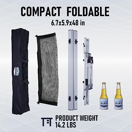Alpen Outdoor Aluminum Folding Camping Table Adjustable Height for Outdoor Picnic, Camping, Beach, Lightweight Camp Table with Mesh Layer and Carry Bag (35 x 21 inch)