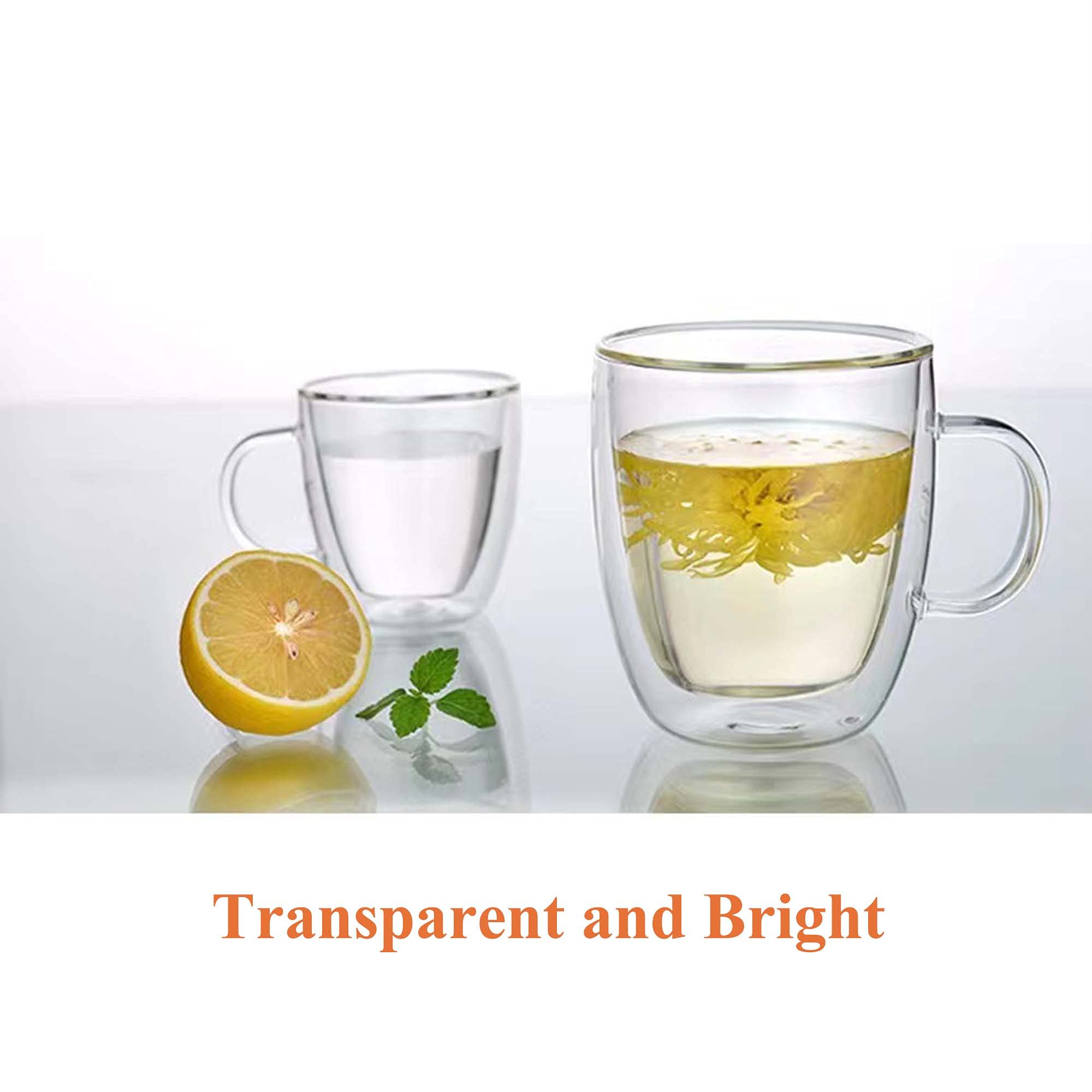 ANTOWALL 12oz Coffee Mug Insulated Clear Double Wall Glass Coffee Mugs 1 Pcs Tea Cups Fathers Gifts with Handle for Women and Man. (350ml)