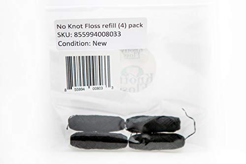 Knotty Floss Refills of Bamboo Activated Charcoal No Knot Floss with Grapefruit Seed Extract - Eco-friendly Vegan - 4 Refill Packs