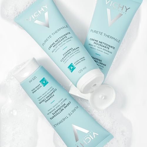 Vichy Pureté Thermale Foaming Cleansing Cream | Foaming Face Wash & Makeup Remover With Purisoft & Vitamin B5 | Sensitive Skin Tested | Cleanses, Removes Makeup & Hydrates | Soap Free | Non-Drying