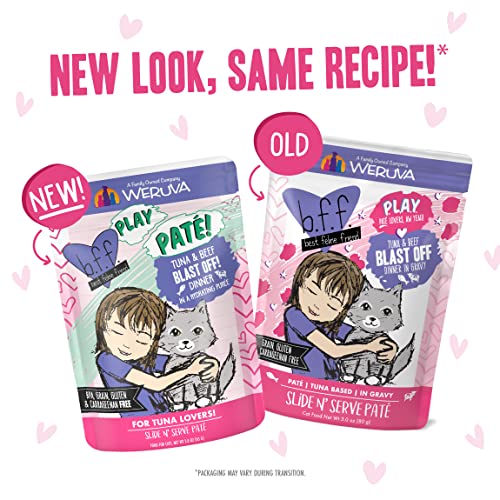 Weruva B.F.F. Play - Best Feline Friend Pate Lovers, Aw Yeah!, Pate Partay! Variety Pack, 3oz Pouch (Pack of 12)